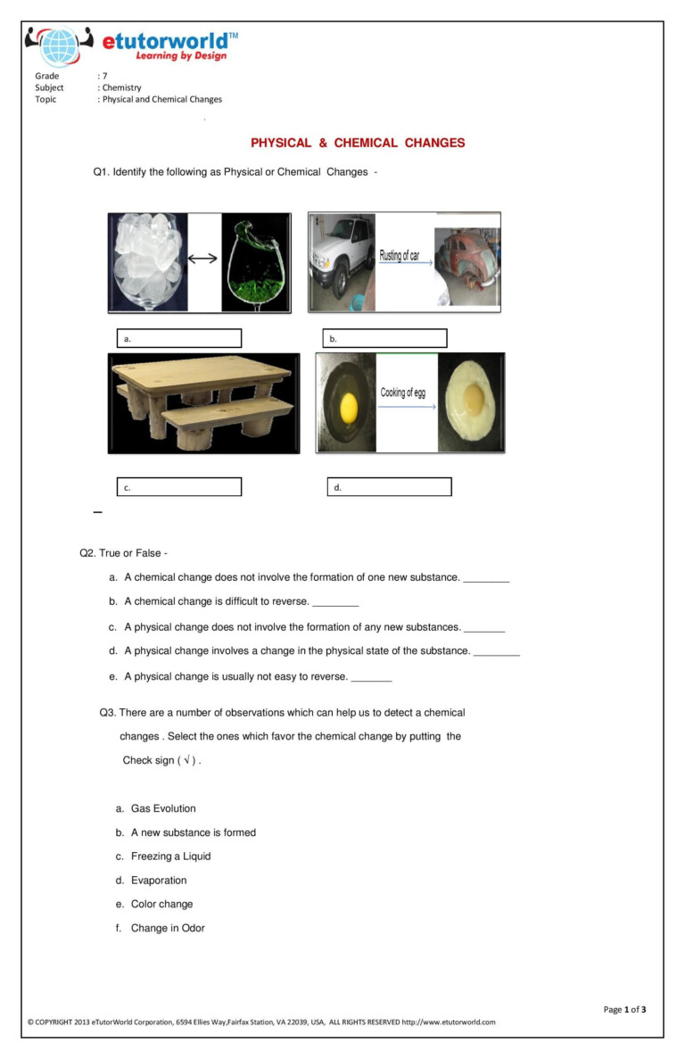 Grade 7 Physical Science Worksheets - Scienceworksheets.net Grade 7 Physical Science Worksheets - Scienceworksheets.net
